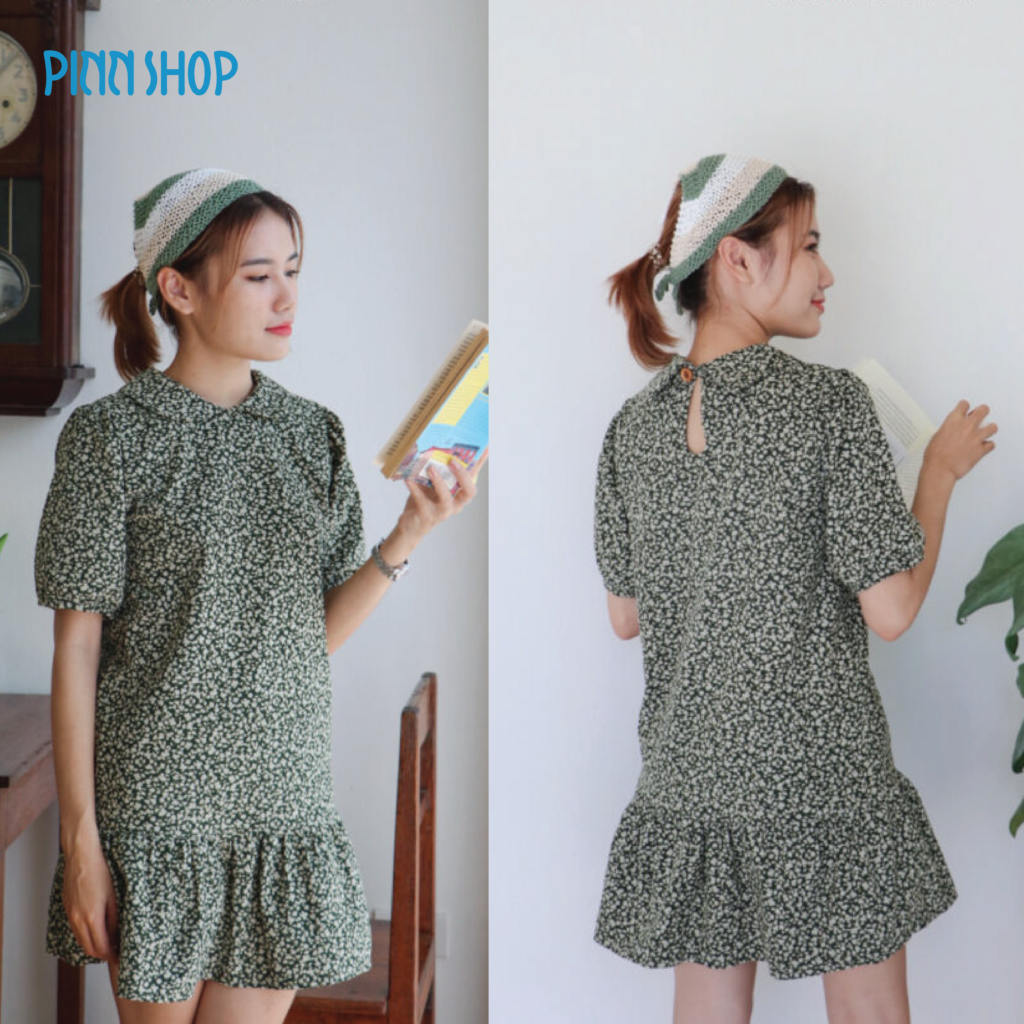 แพทเทิร์นเดรสคอบัวแต่งระบาย แขนตุ๊กตา – PinnShop