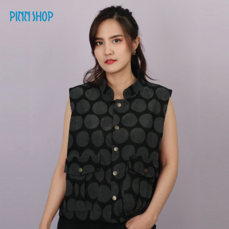 แพทเทิร์นเสื้อคอจีน มีกระดุมผ่าหน้าแขนกุด – PinnShop