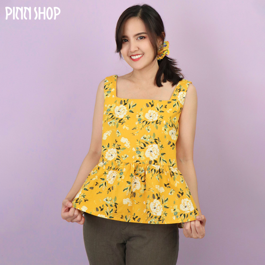 แพทเทิร์นเสื้อครอปคอสี่เหลี่ยมแขนกุด แต่งระบายชายเสื้อแบบยาว – PinnShop